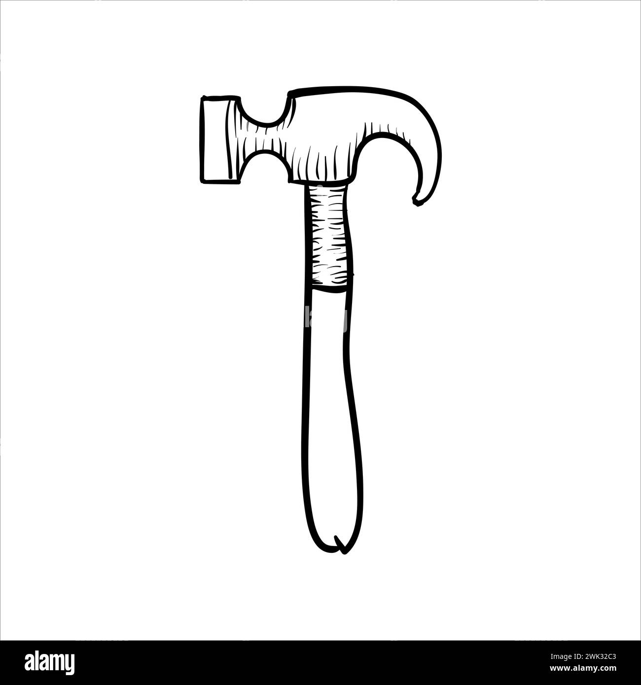 art illustration hand draw vector symbol icon of hammer isolated on ...