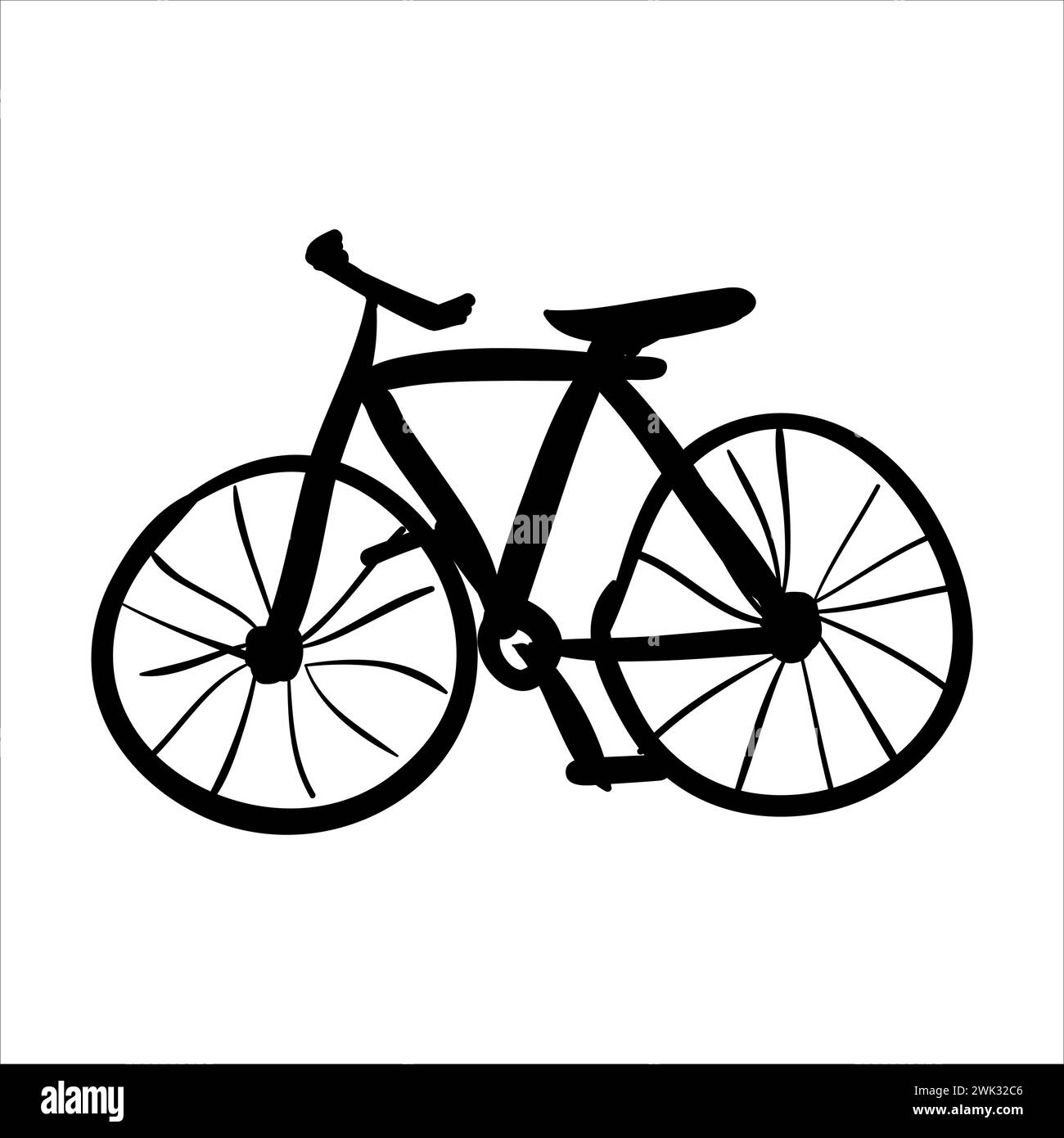 art illustration hand draw vector symbol icon silhouette of a bicycle ...