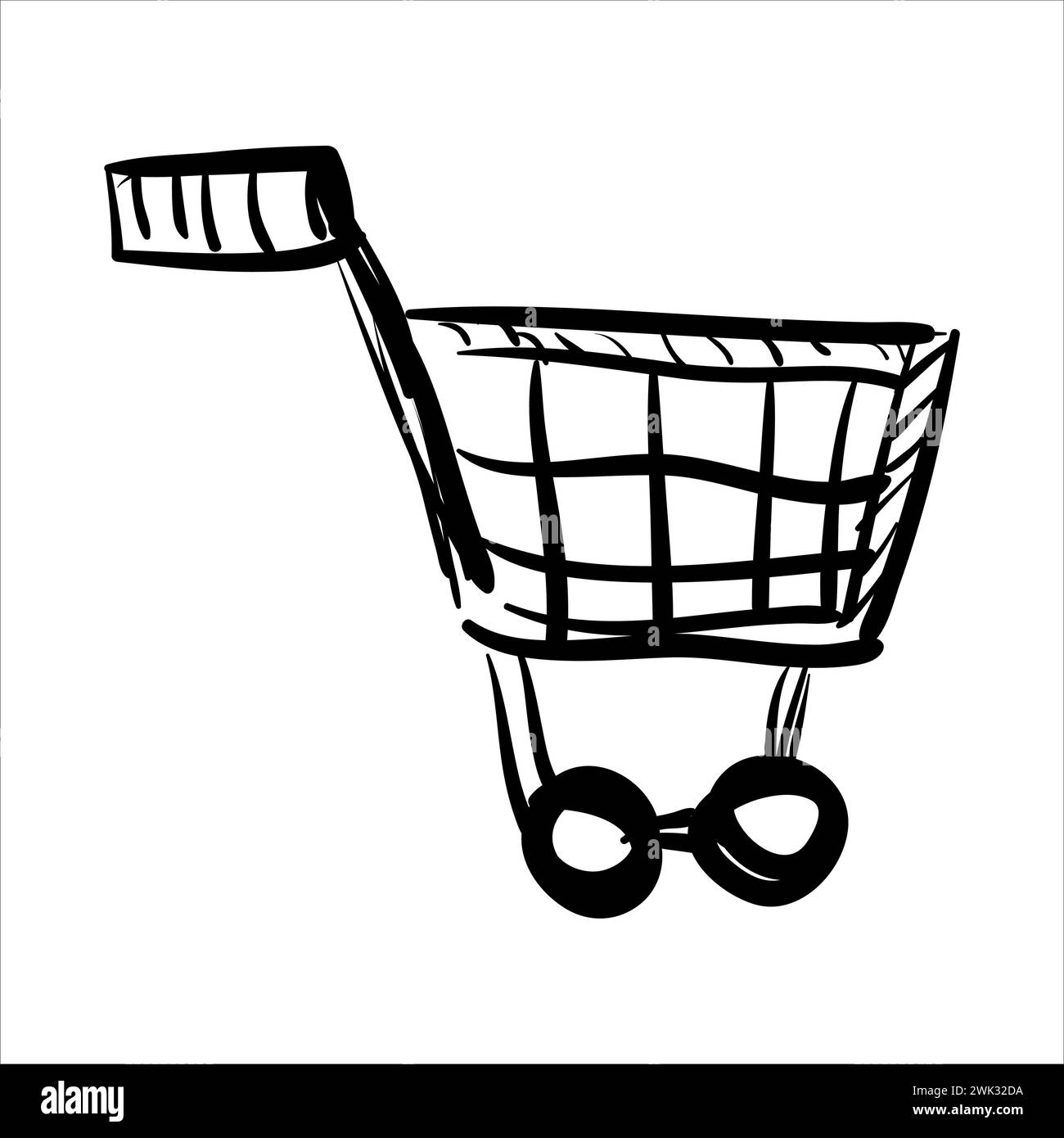 art illustration abstract hand draw vector symbol icon of store basket ...