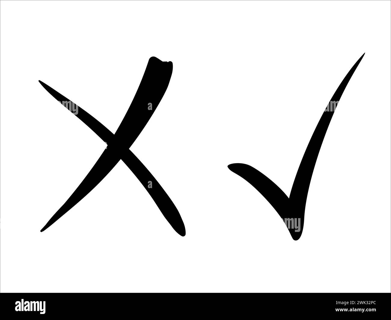 art illustration hand draw vector symbol icon of check mark and cross ...