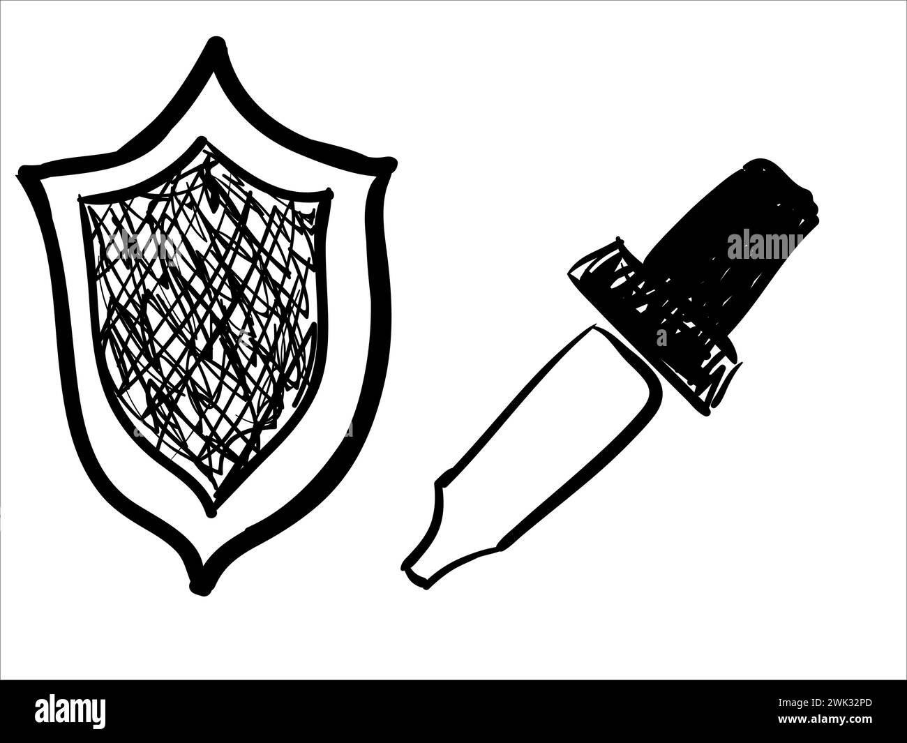art illustration hand draw vector symbol icon of heraldic shield and ...