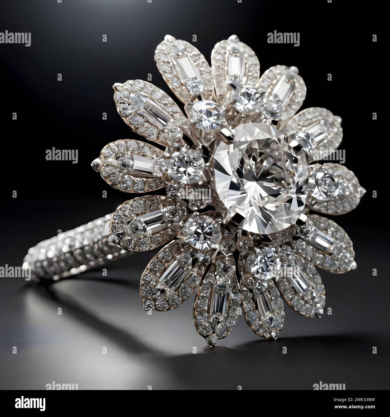 realistic image of a bouquet of flowers made of diamonds on white ...