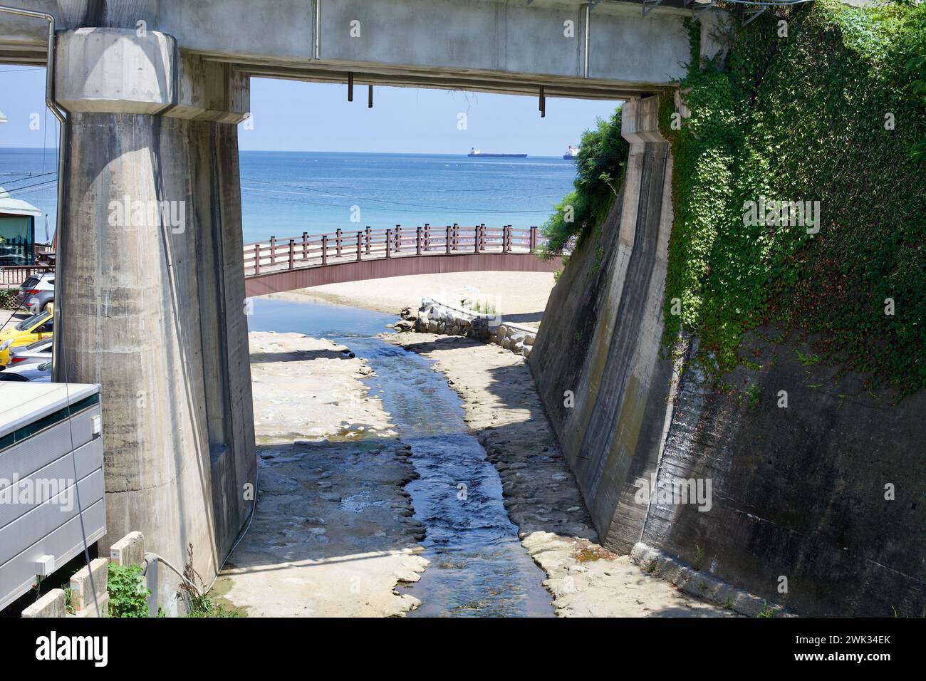 Donghae City, South Korea - July 28th, 2019: Gazing through a brick ...