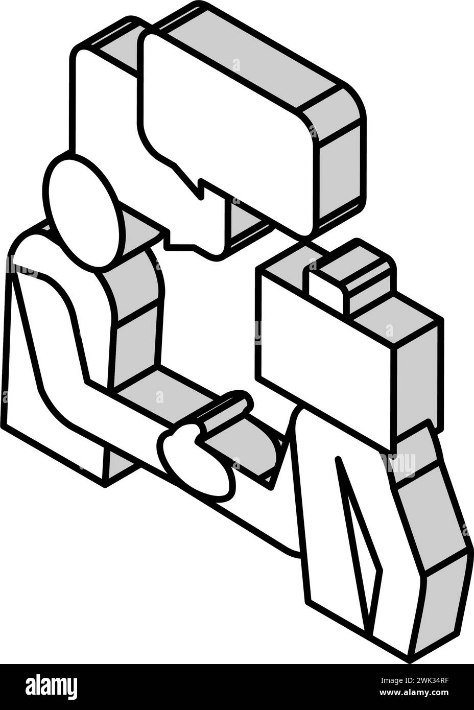 greeting and speaking with partner isometric icon vector illustration ...