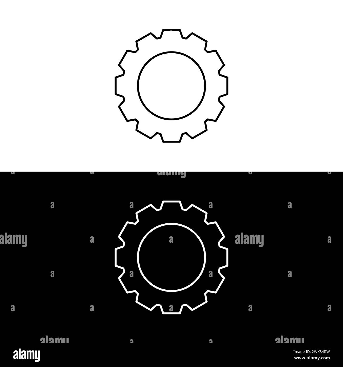 Gear icon, cog wheel, engine circle, thin line web symbol on white and ...
