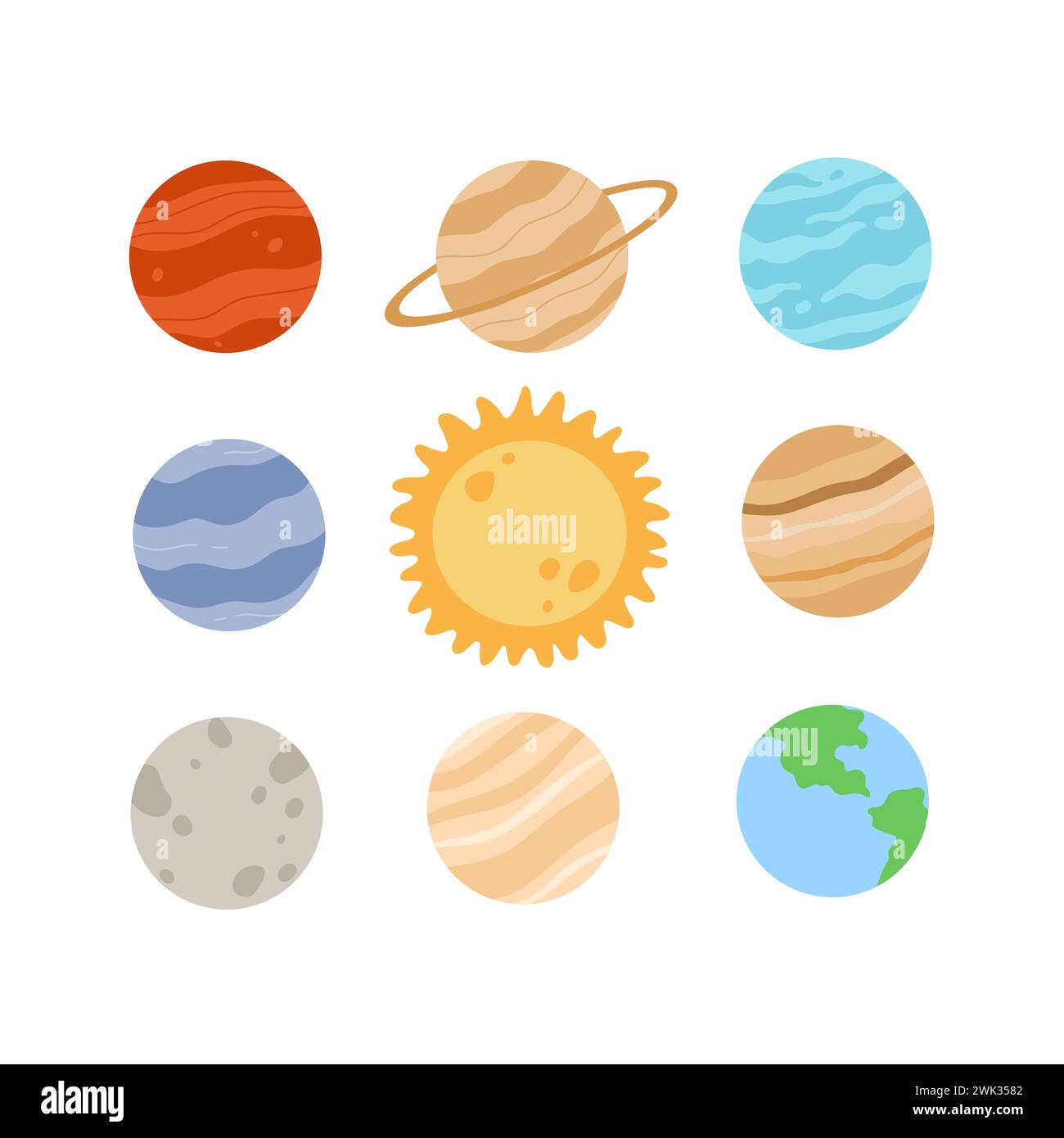 Solar system with planets. Galaxy research, astronomy science cartoon vector illustration Stock ...