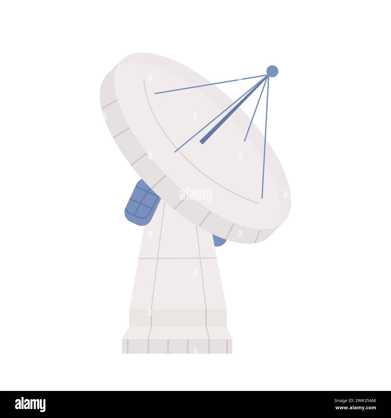 Astronomy satellite dish. Space and solar system discover, astronomical research cartoon vector ...