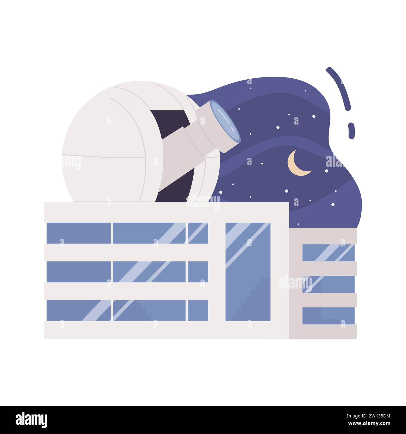 Astronomical observatory station. Astronomy science, solar system research cartoon vector ...