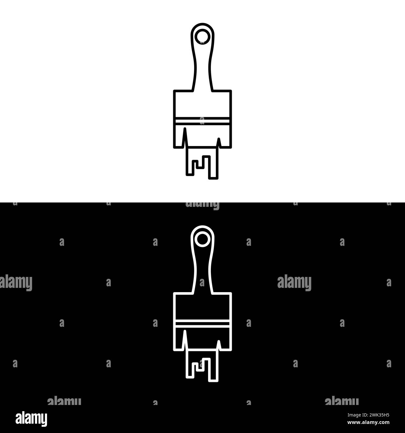Paint brush line icon, outline vector sign, linear style pictogram ...