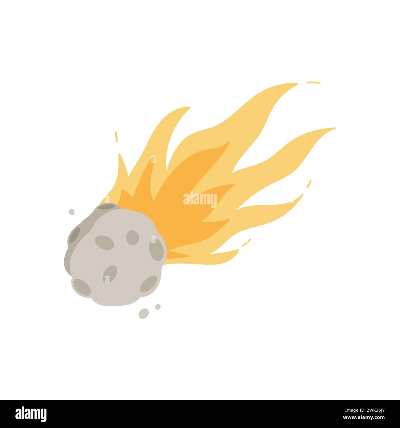 Falling flame meteor. Cosmos flying asteroid, cosmos discovering cartoon vector illustration ...