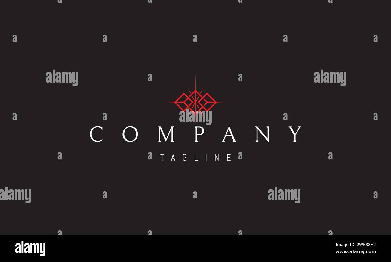 A vector red logo with an abstract image of three cubes and a star in ...