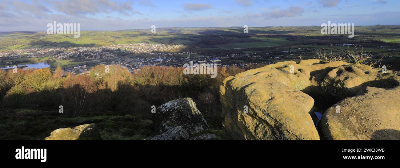 A panoramic view of Otley town from Surprise View on the Chevin ridge ...