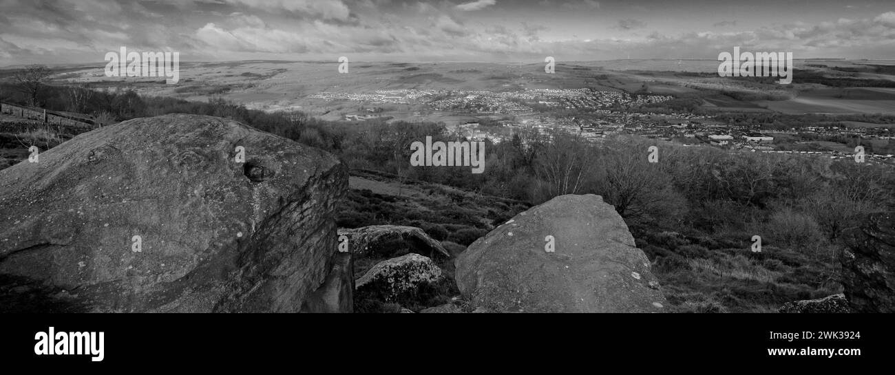 A panoramic view of Otley town from Surprise View on the Chevin ridge ...