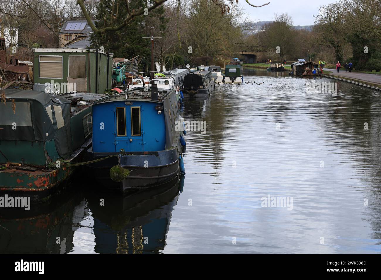 Barges on Leeds Liverpool Canal,Rodley Stock Photo - Alamy