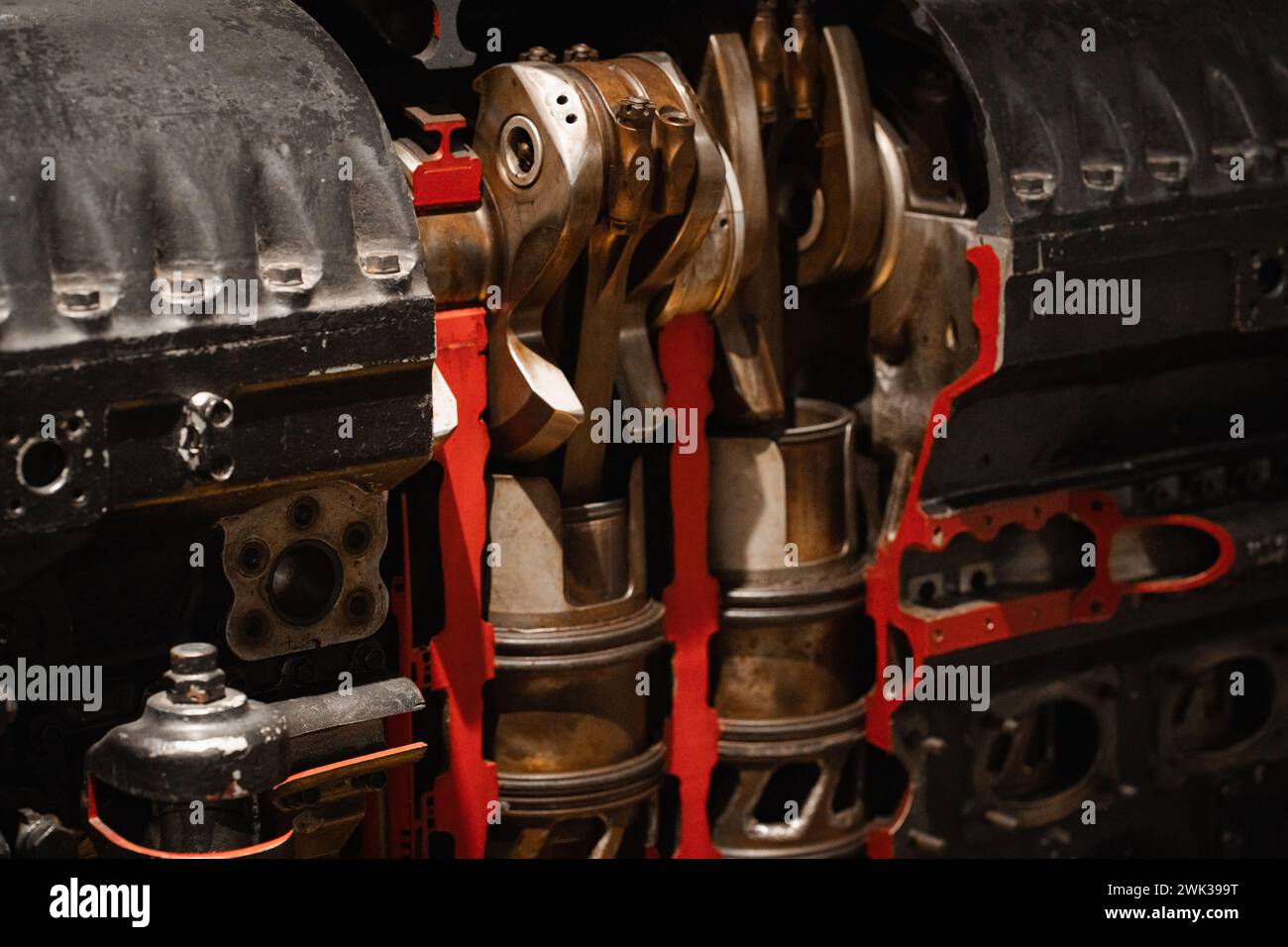 Old airplane engine closeup, industrial structure of classic motor for ...