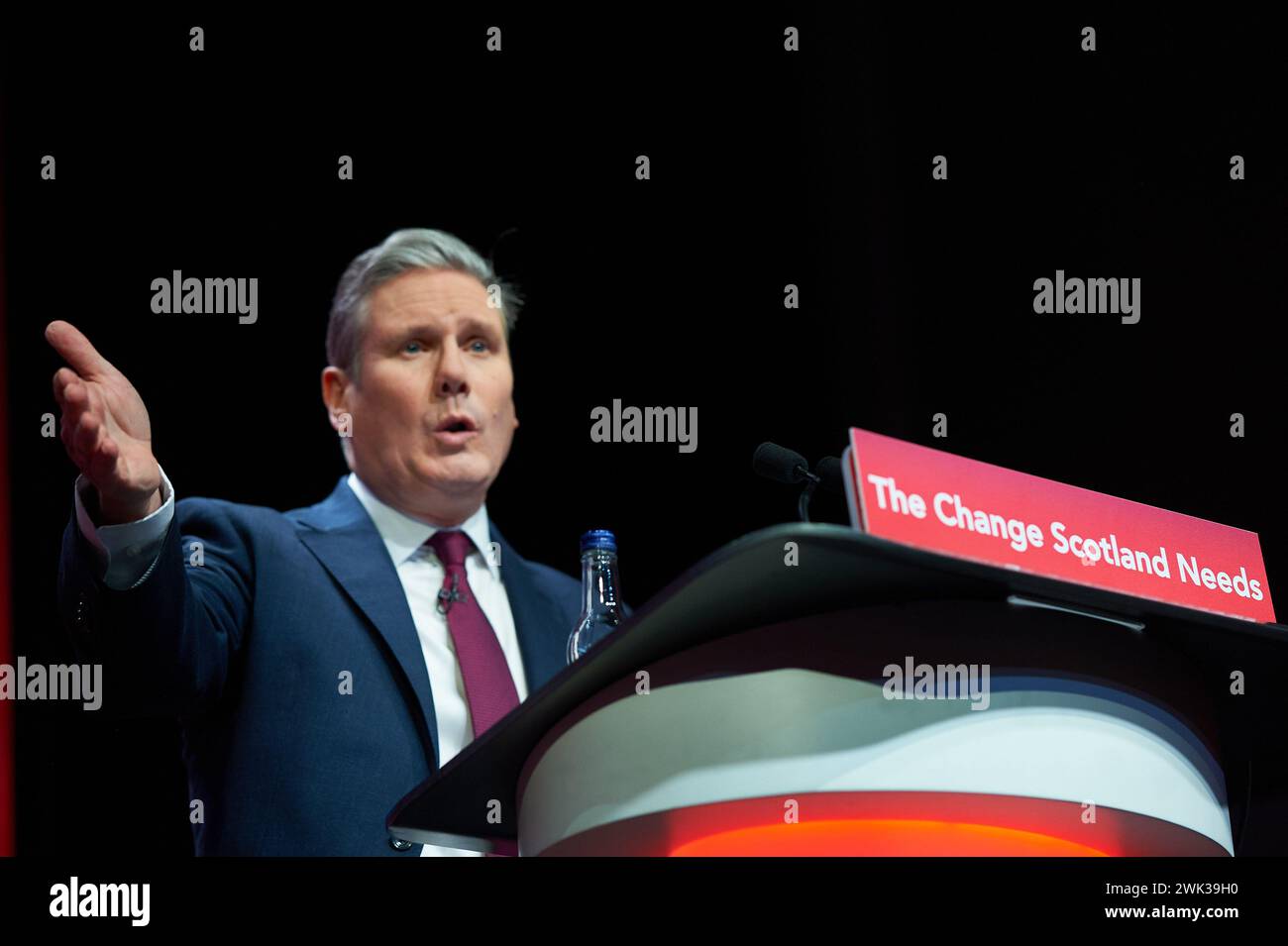 Glasgow Scotland, UK 18 February 2024. Leader of the Labour Party Keir ...