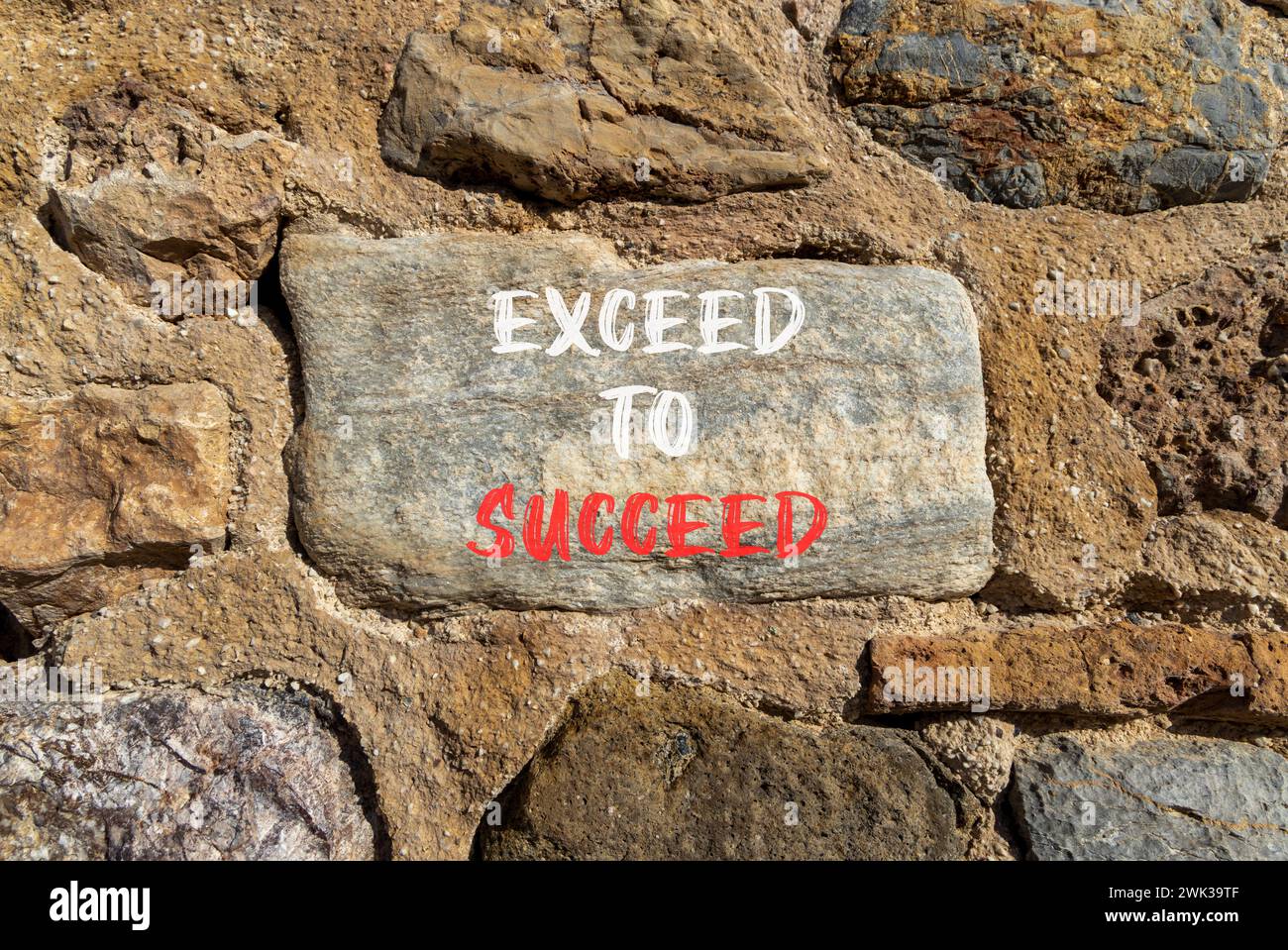 Exceed to succeed symbol. Concept words Exceed to succeed on beautiful ...