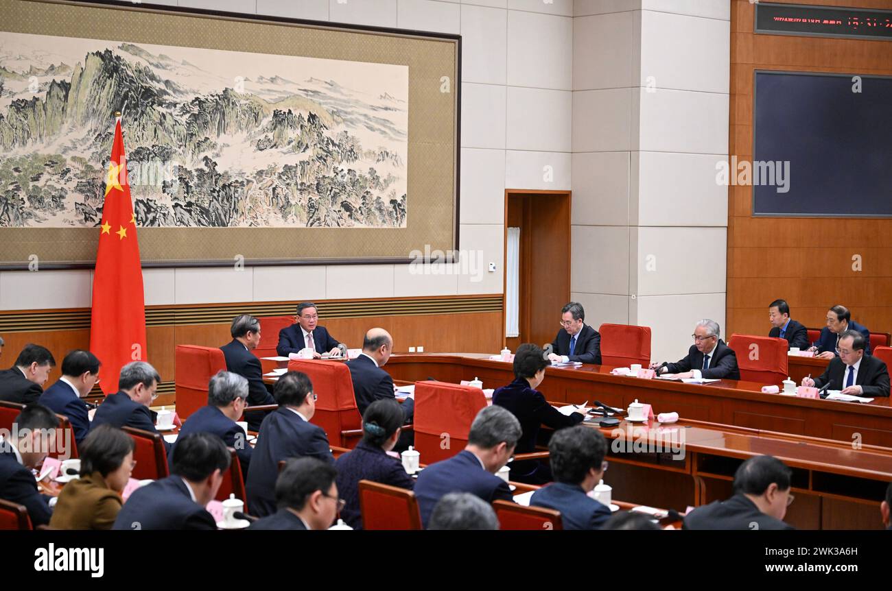 (240218) -- BEIJING, Feb. 18, 2024 (Xinhua) -- Chinese Premier Li Qiang ...