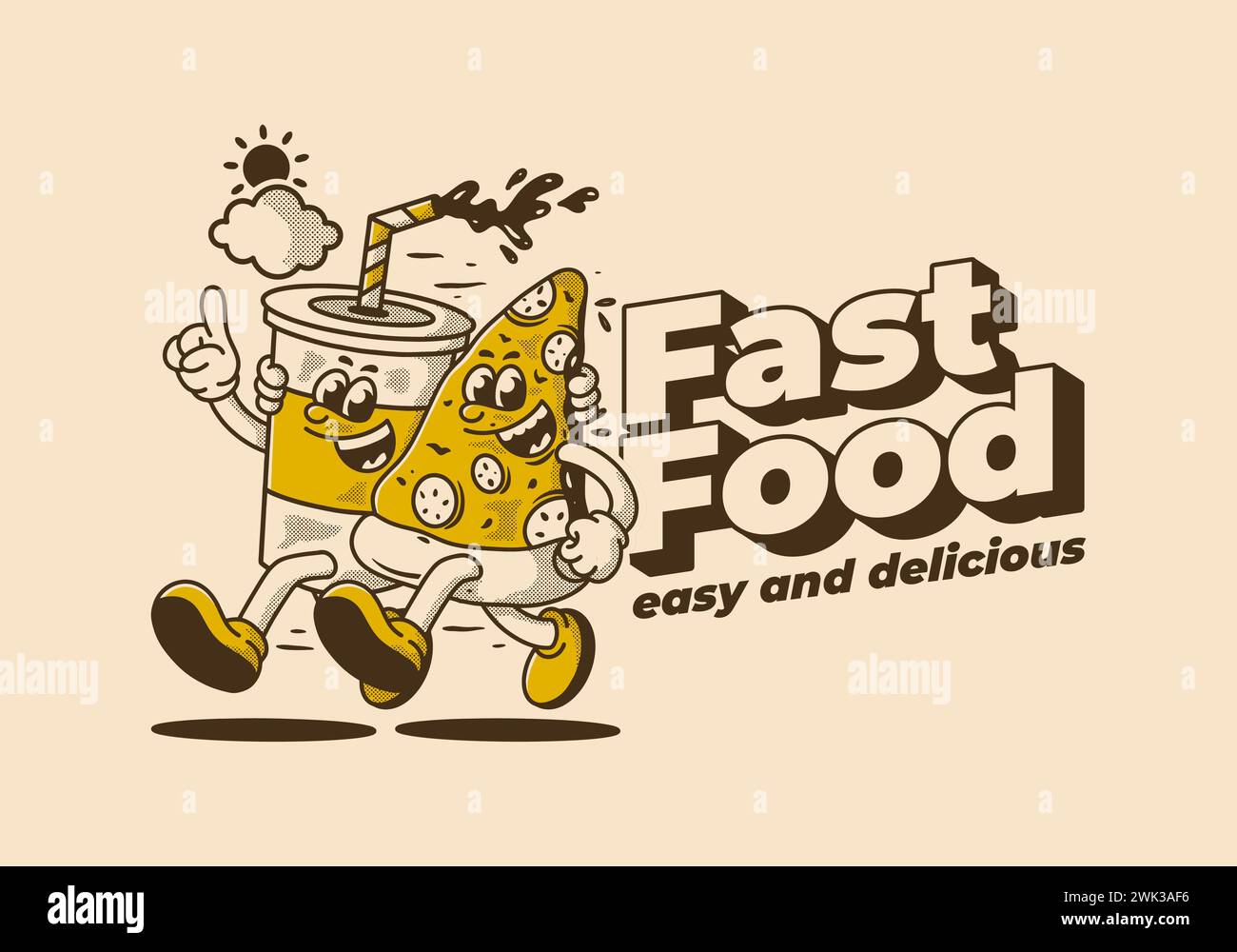 Fast food, easy and delicious. Mascot character illustration of running ...