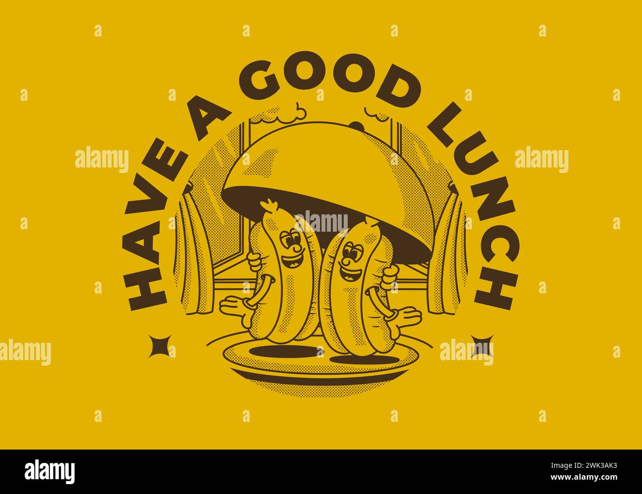 Have a good lunch. Mascot character illustration of two hot dog on the ...