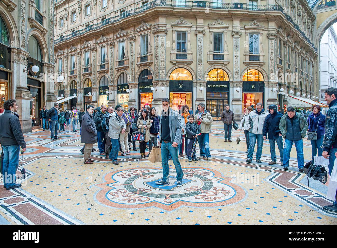 Mosaic in the floor displaying the Coat of Arms of neighbor city Turin ...
