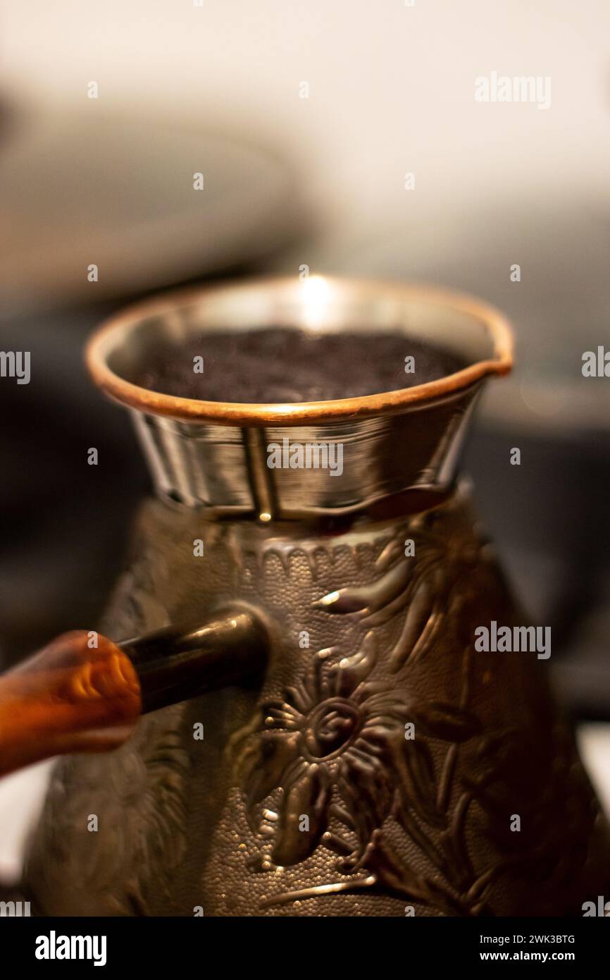Copper cezve brewing coffee hi-res stock photography and images - Alamy