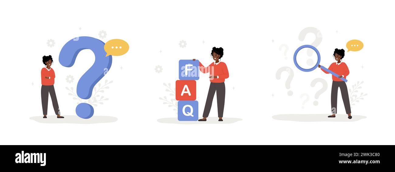 Cartoon girl asking question Cut Out Stock Images & Pictures - Alamy