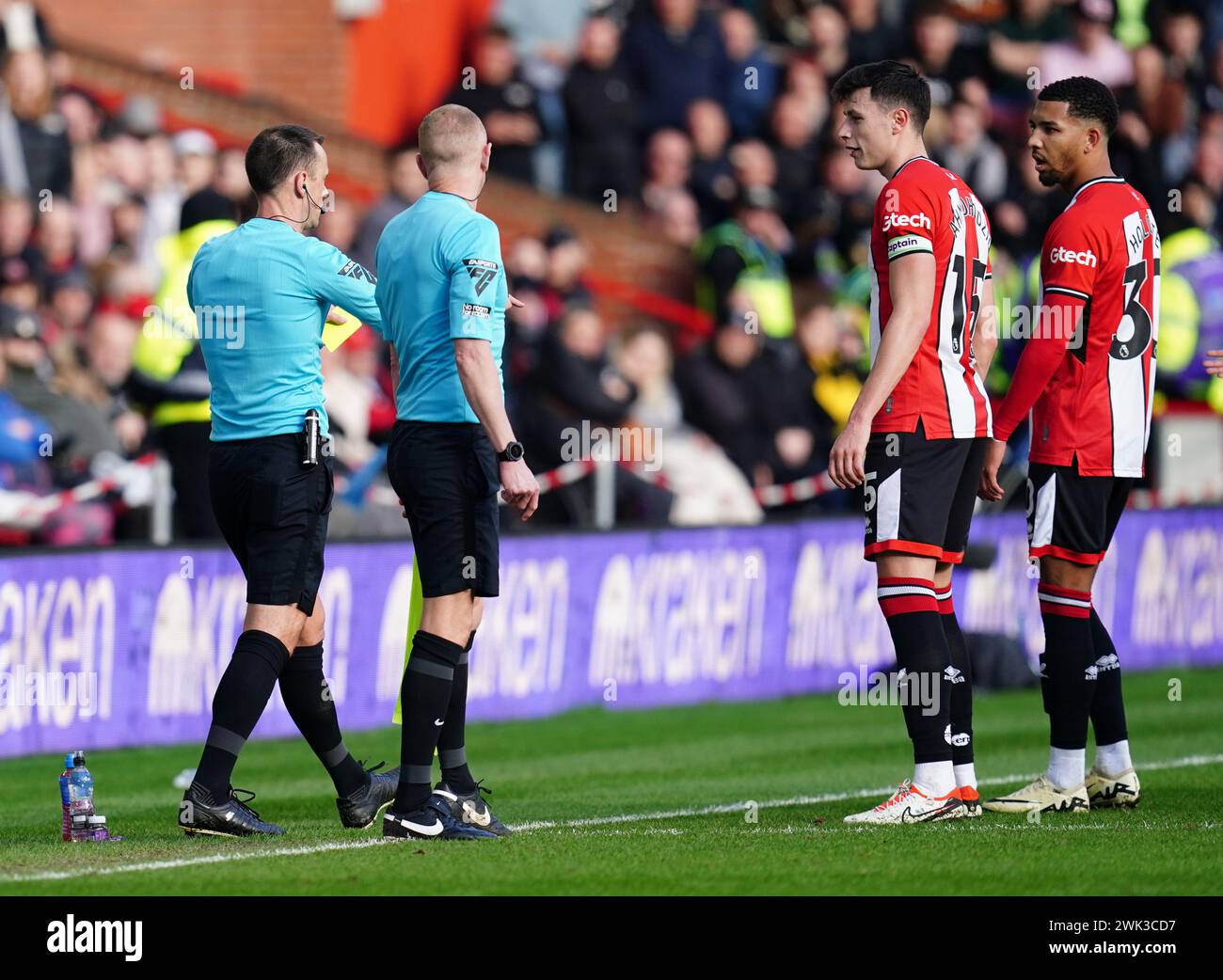 Sheffield United's Mason Holgate shown a red card by referee Stuart ...