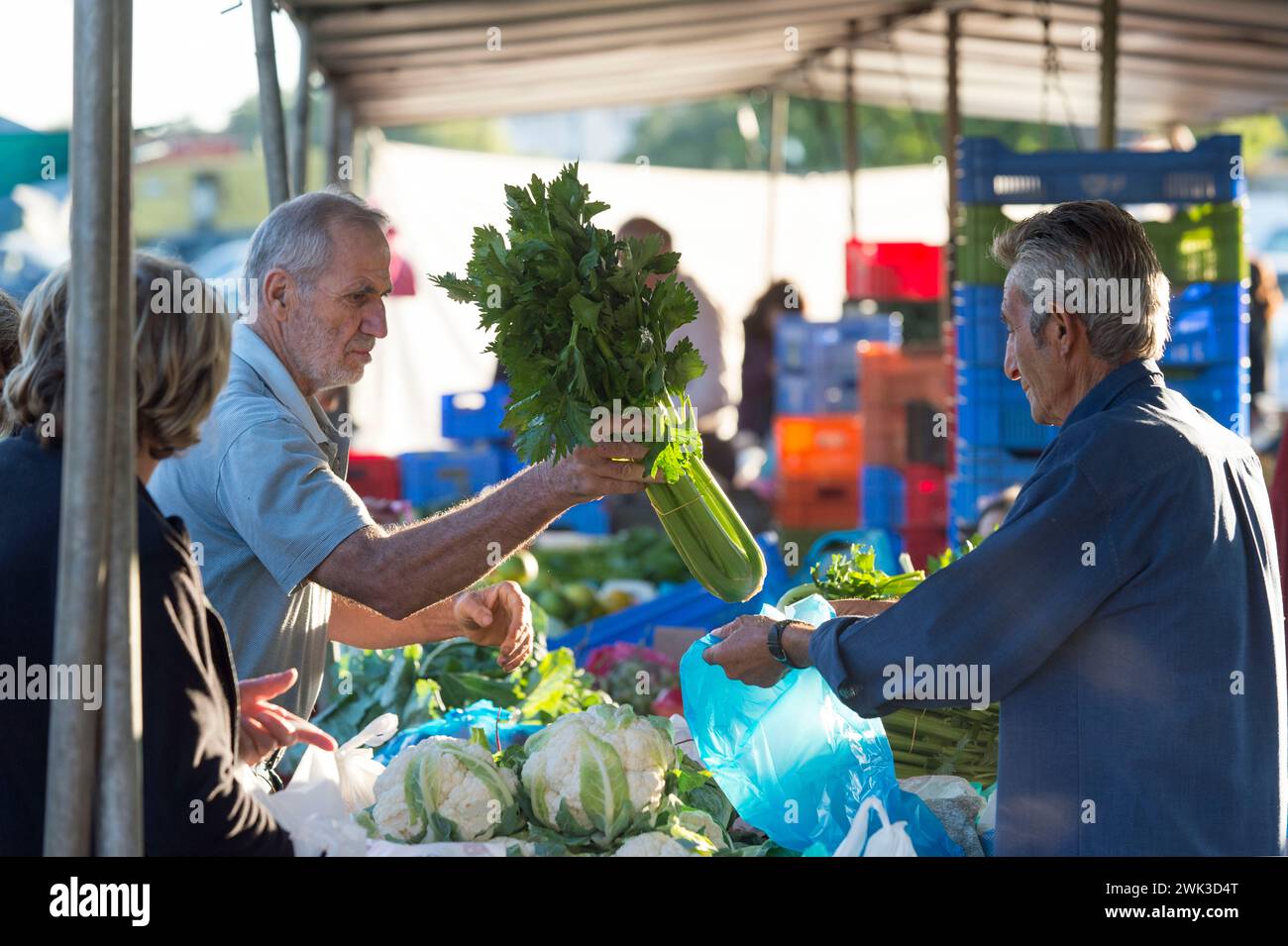 Market day on the Constanza Bastion of the Venetian city walls of ...