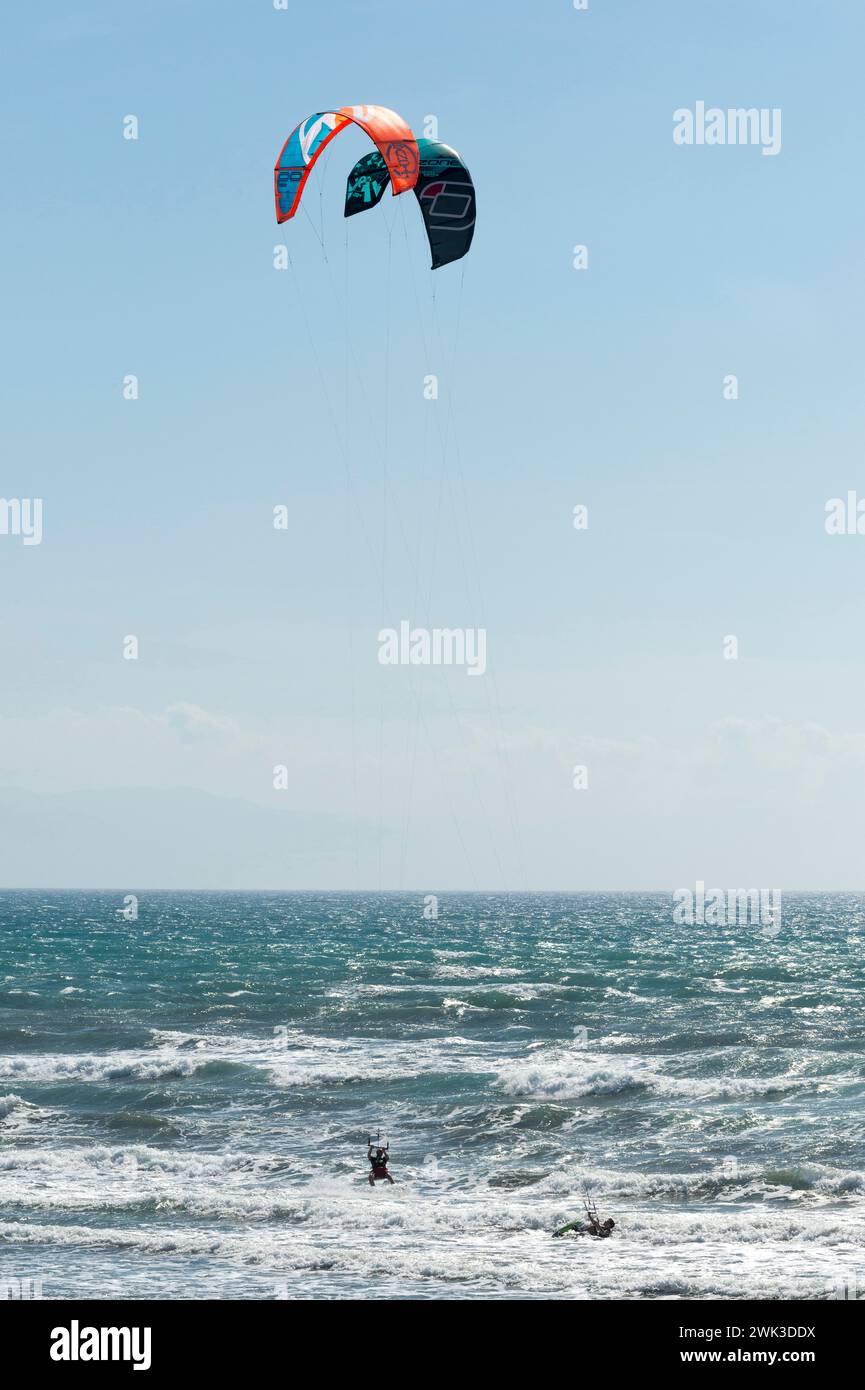 Kiteboarding in North Cyprus on the beach of Agia Eirini (Akdeniz) on ...