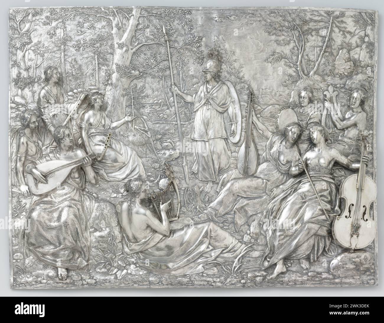 Minerva and the Muses, Paulus Willemsz. van Vianen, 1604 Stock Photo ...