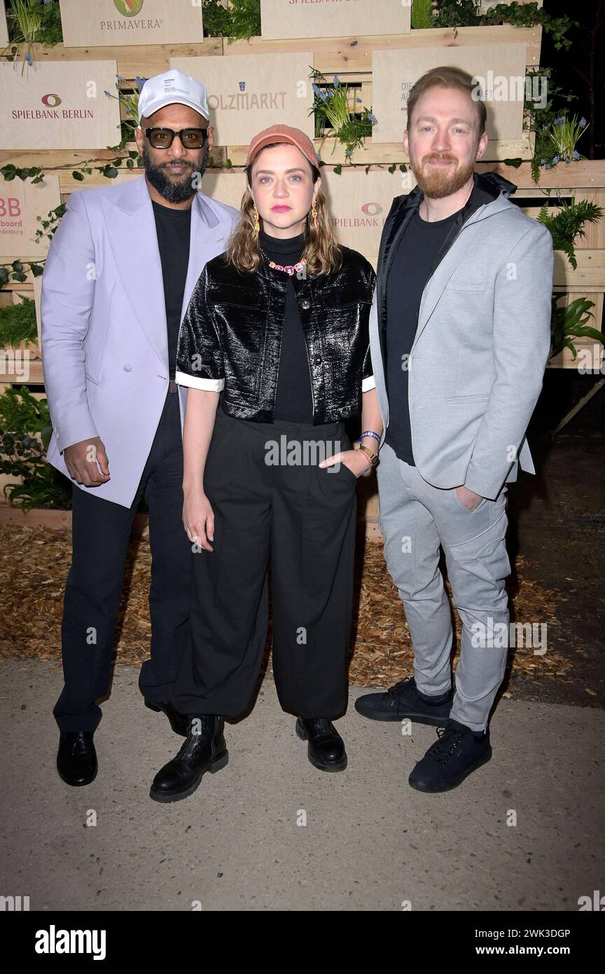 Selam Tadese, Sarina Radomski und Tino Mewes bei der Medienboard Party ...