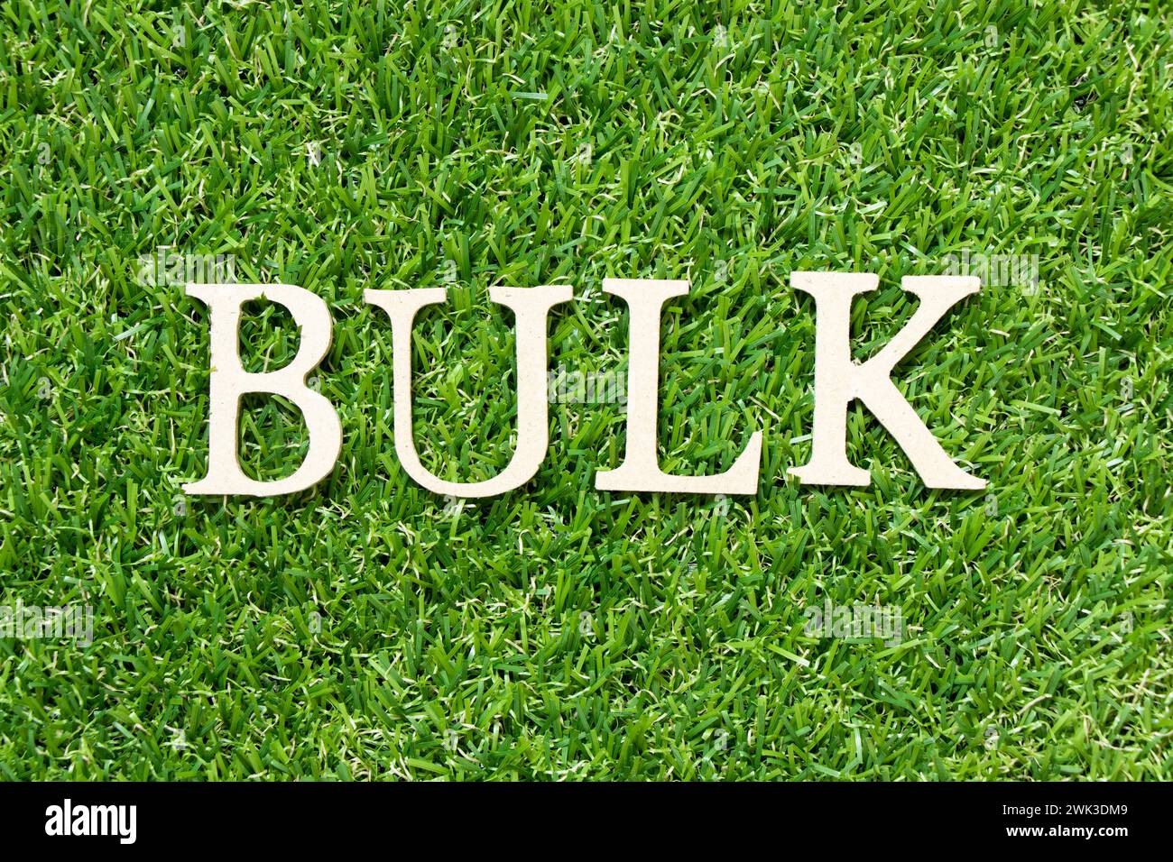 Wood letter in word bulk on green grass background Stock Photo - Alamy