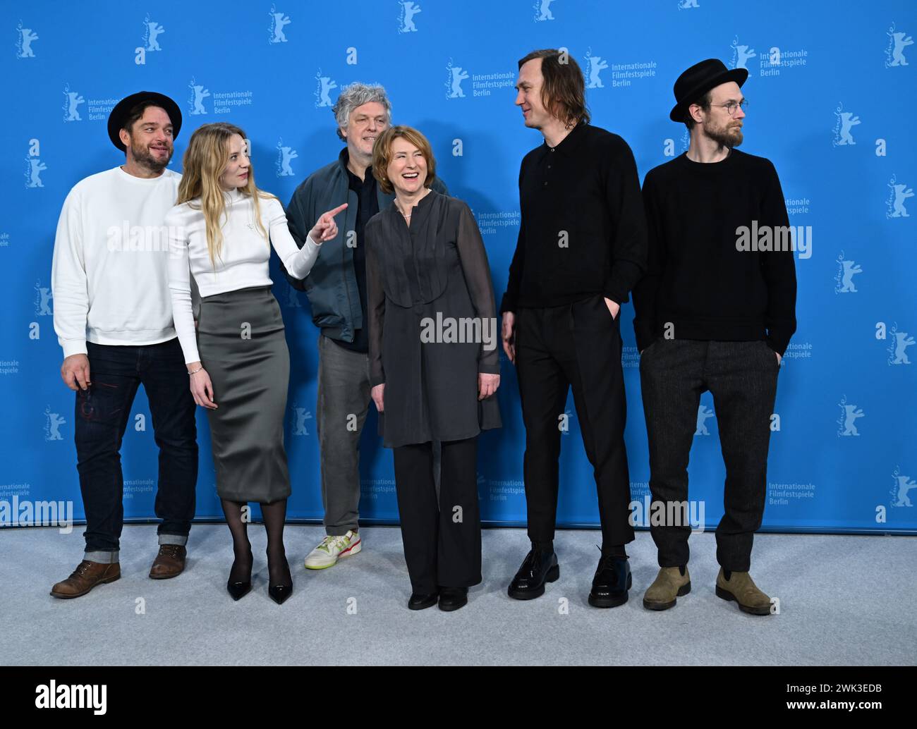 18 February 2024, Berlin: Robert Zehrfeld (l-r), Lilith Stangenberg ...