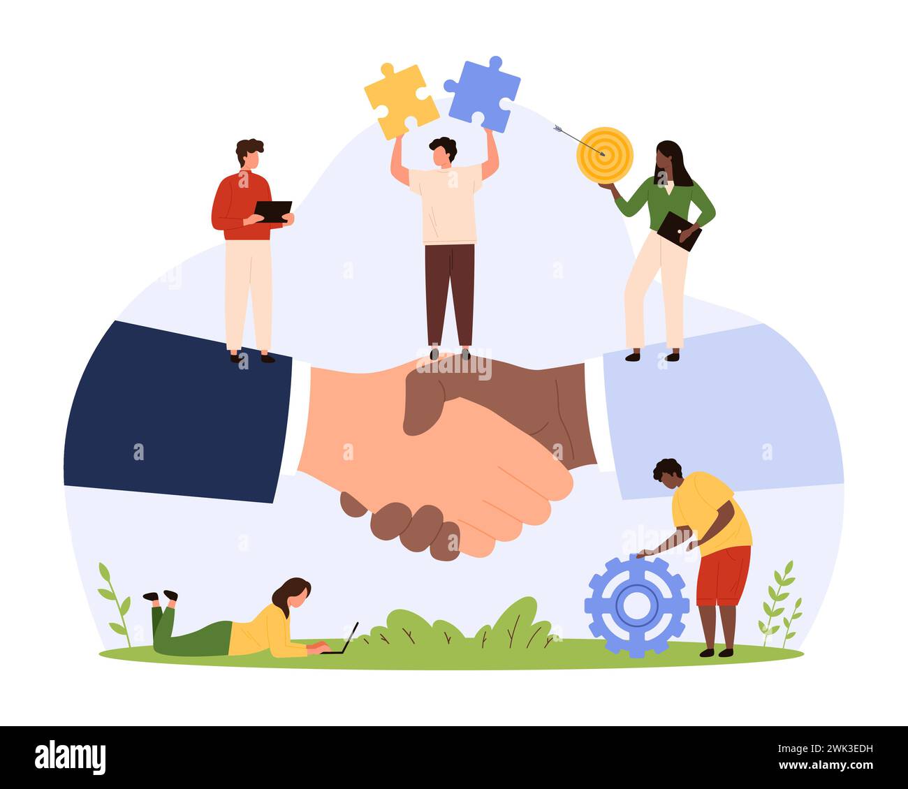 Partnership and cooperation of business people, signing contract, deal ...