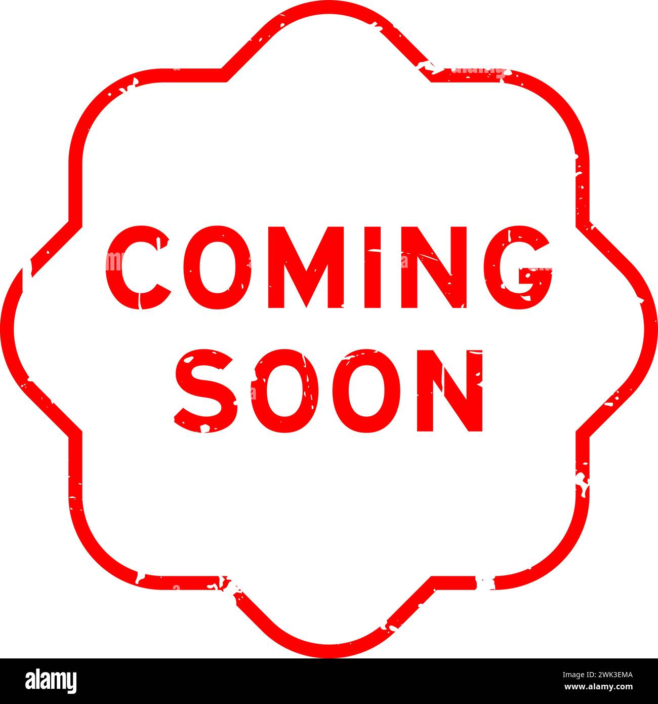 Grunge red coming soon word rubber seal stamp on white background Stock ...
