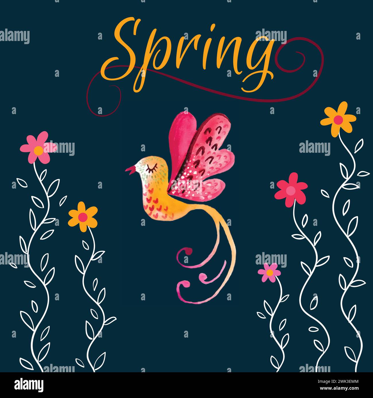 Cute spring bird background Stock Vector Image & Art - Alamy
