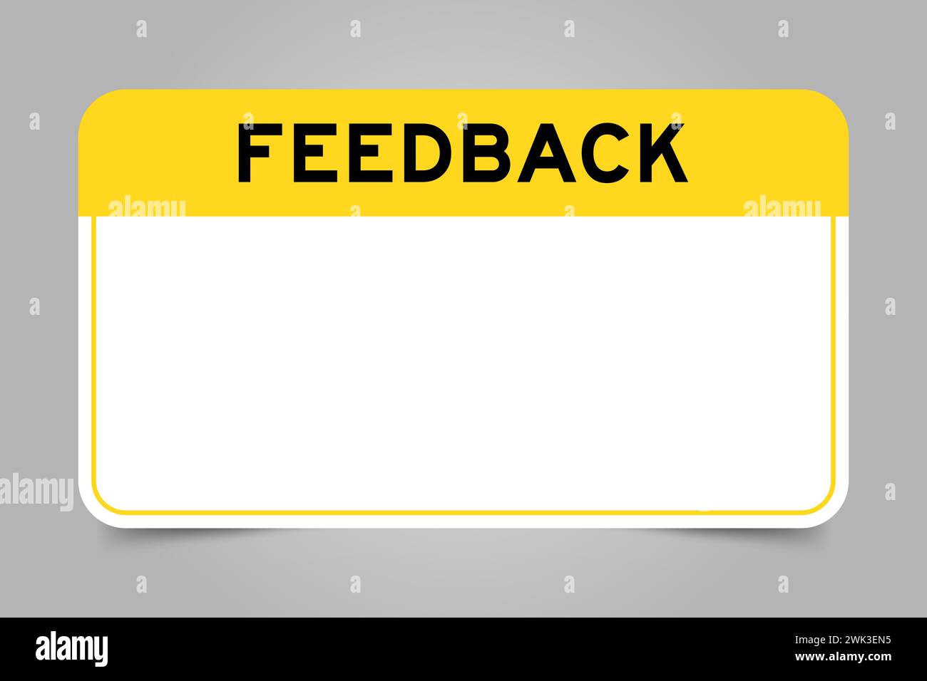 Label banner that have yellow headline with word feedback and white ...