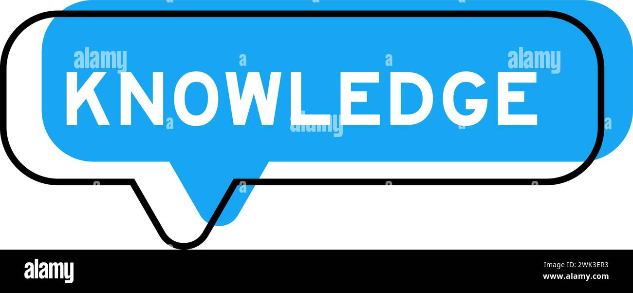 Speech banner and blue shade with word knowledge on white background ...