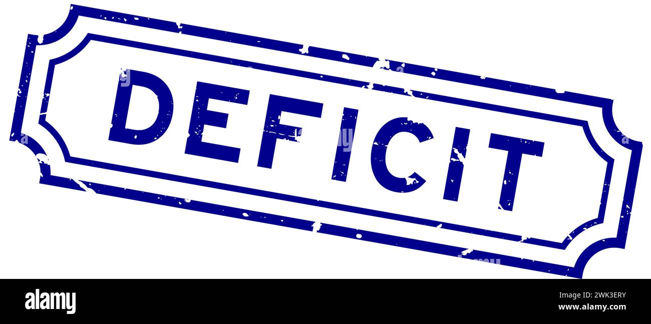 Grunge blue deficit word rubber seal stamp on white background Stock ...