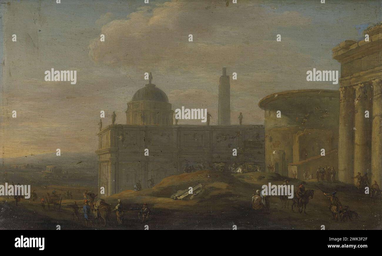 Italian harbor view, Jacob van der Ulft, 1650 - 1689 Stock Photo - Alamy