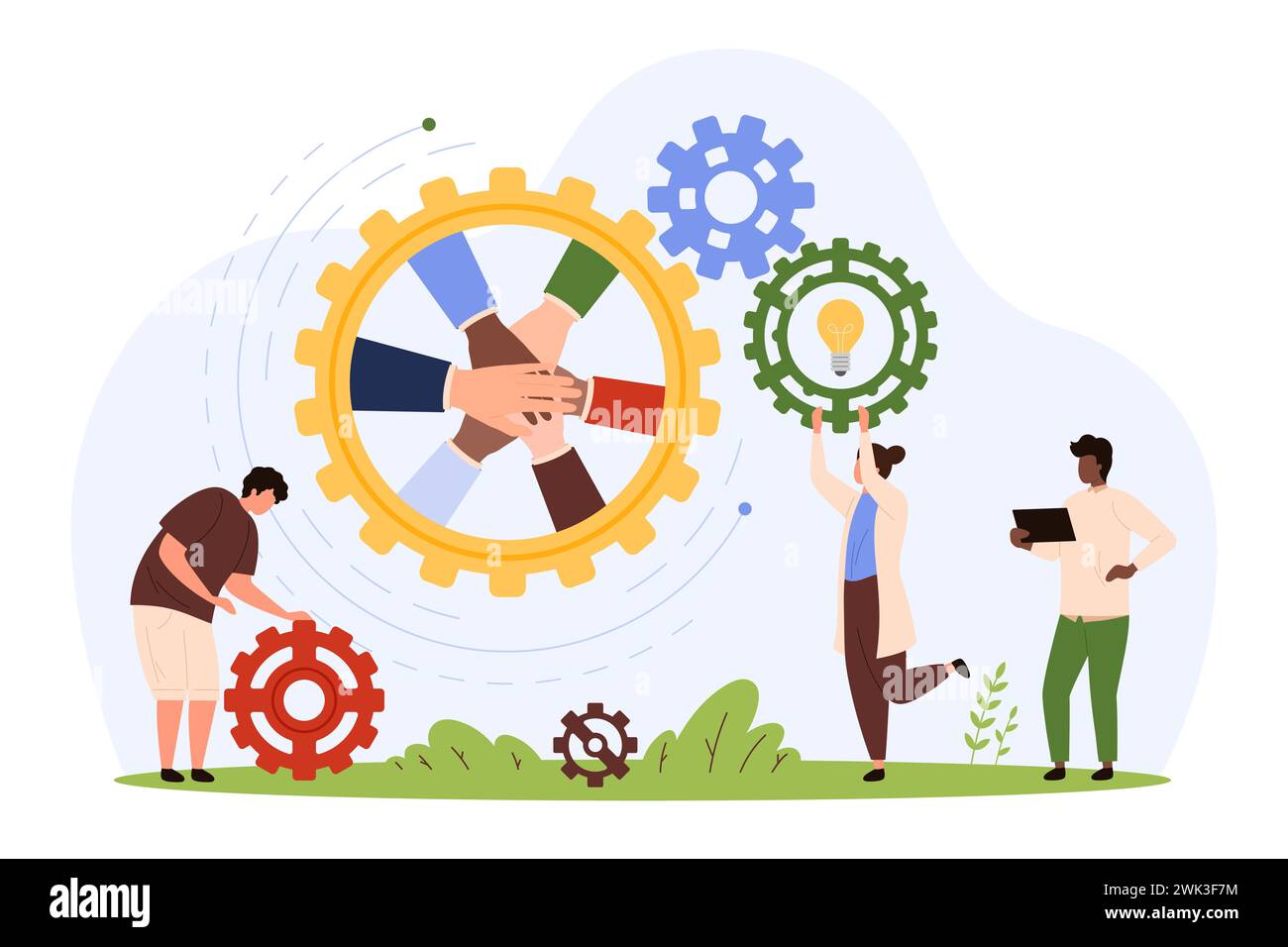 Productivity of teamwork, partnership and effective cooperation. Tiny ...