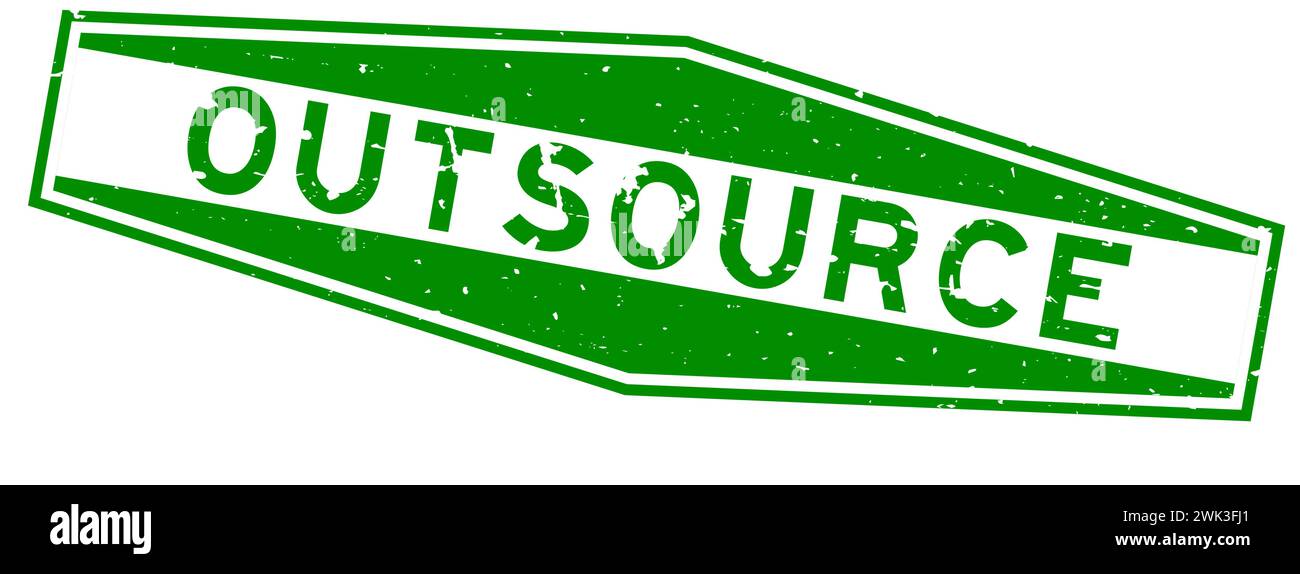 Grunge green outsource word hexagon rubber seal stamp on white background Stock Vector Image ...