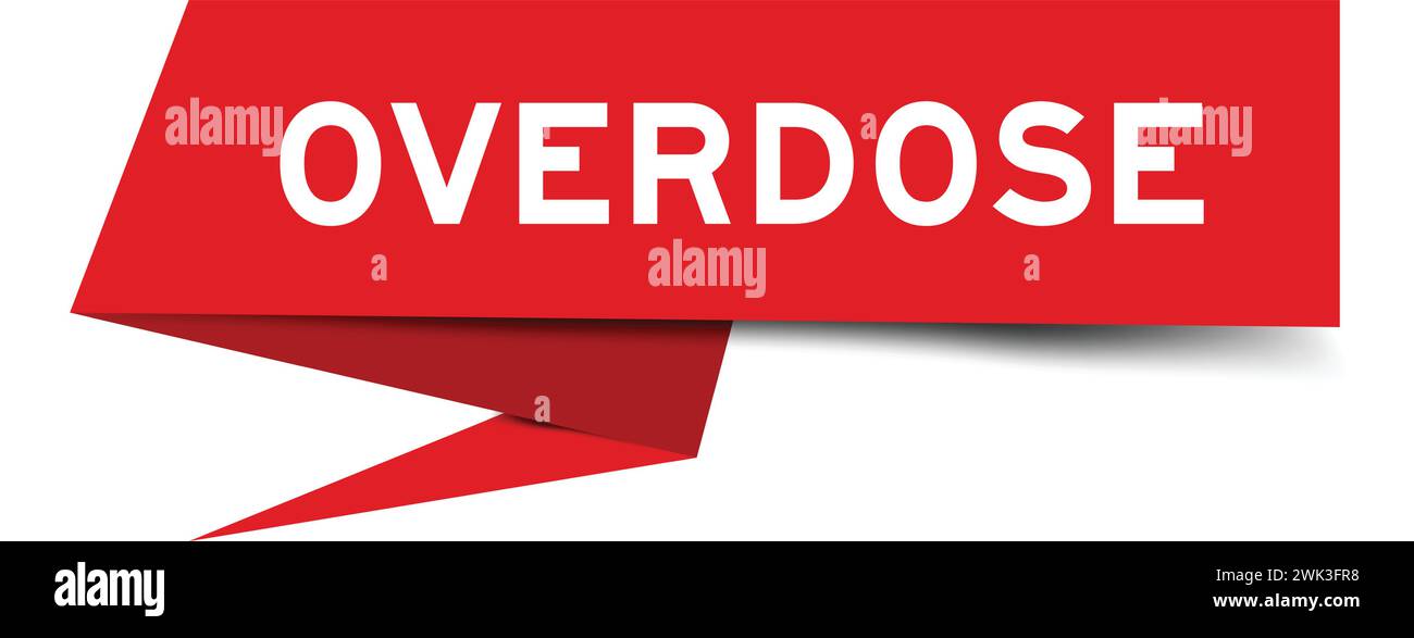 Red color speech banner with word overdose on white background Stock ...
