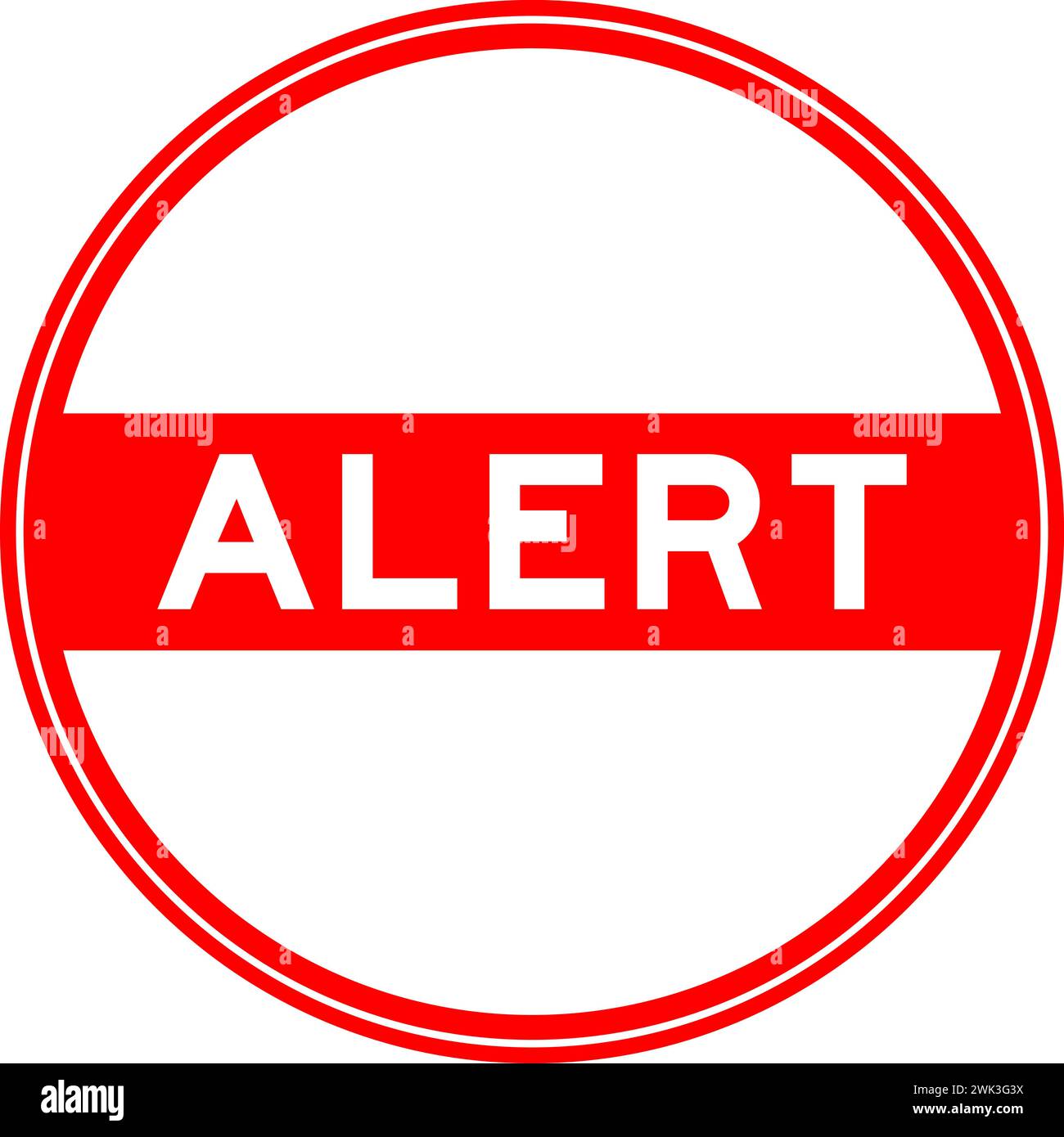 Red color round seal sticker in word alert on white background Stock ...