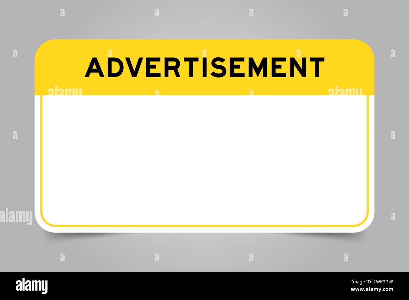 Label banner that have yellow headline with word advertisement and ...