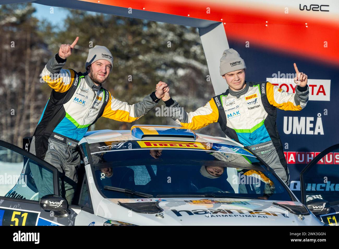 51 Mille JOHANSSON, Johan GRÖNVALL, Ford Fiesta Rally3, podium ...