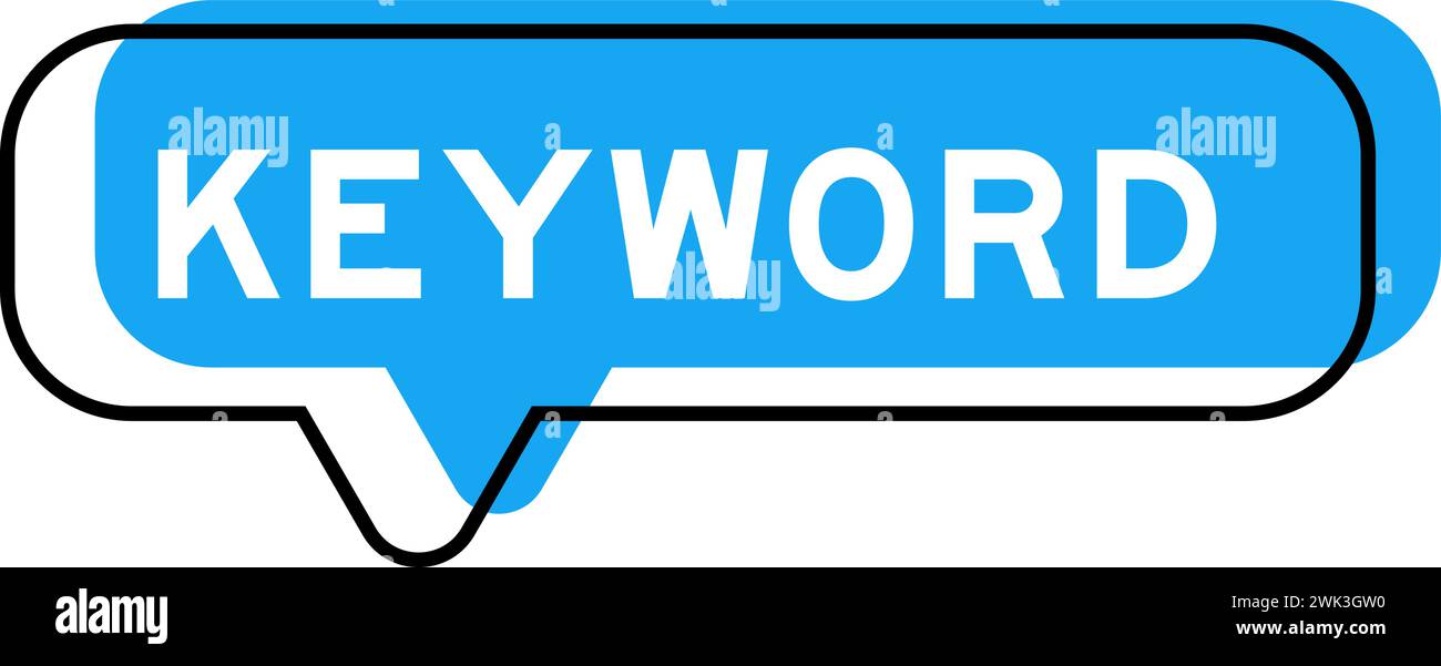 Speech banner and blue shade with word keyword on white background ...