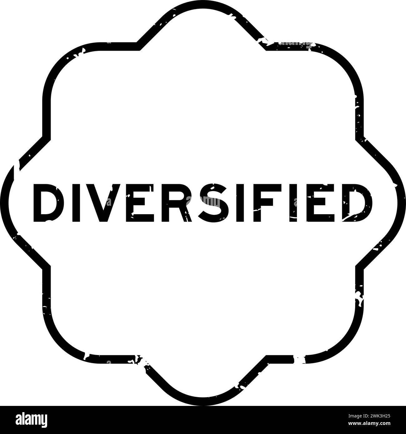 Grunge black diversified word rubber seal stamp on white background ...