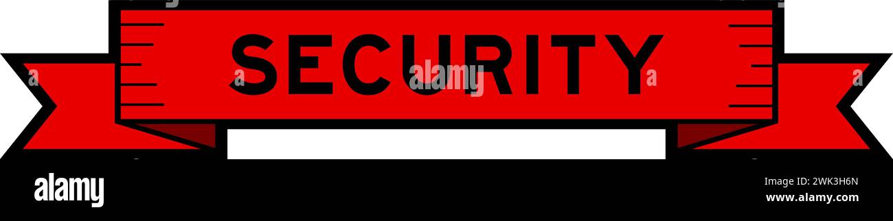Ribbon label banner with word security in red color on white background ...